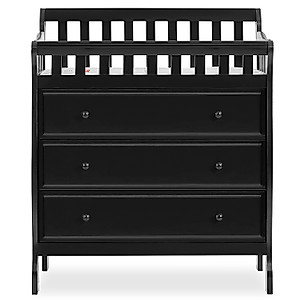 Dream On Me Marcus Changing Table And Dresser In Black, Features 3 Spacious Drawers, Non-Toxic Finishes, Comes With 1" Changing Pad, Made Of Solid Wood