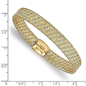 Diamond2Deal Solid 14k Two-Tone Fancy Stretch Bangle Bracelet for Women