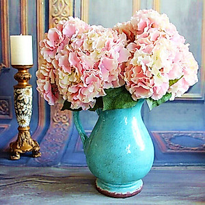 Jasion Artificial Flowers Fake Hydrangeas Flowers 5 Heads Silk Bouquet for Office Home Party Wedding Bridal Decoration