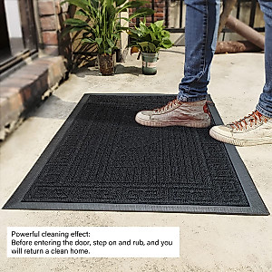 SNLSSTMKDGV Natural Rubber Outdoor Doormat with 'Home' Word Non Slip Ultra Absorbent Scratch Mud Door Mat for Front Door and Back Door, Garage, Garden, High Traffic Areas (Black, 17x29)
