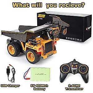 kolegend Remote Control Dump Truck RC Truck Construction Vehicle Truck Toys with Rechargeable Battery for Toddlers Kids Boys and Girls