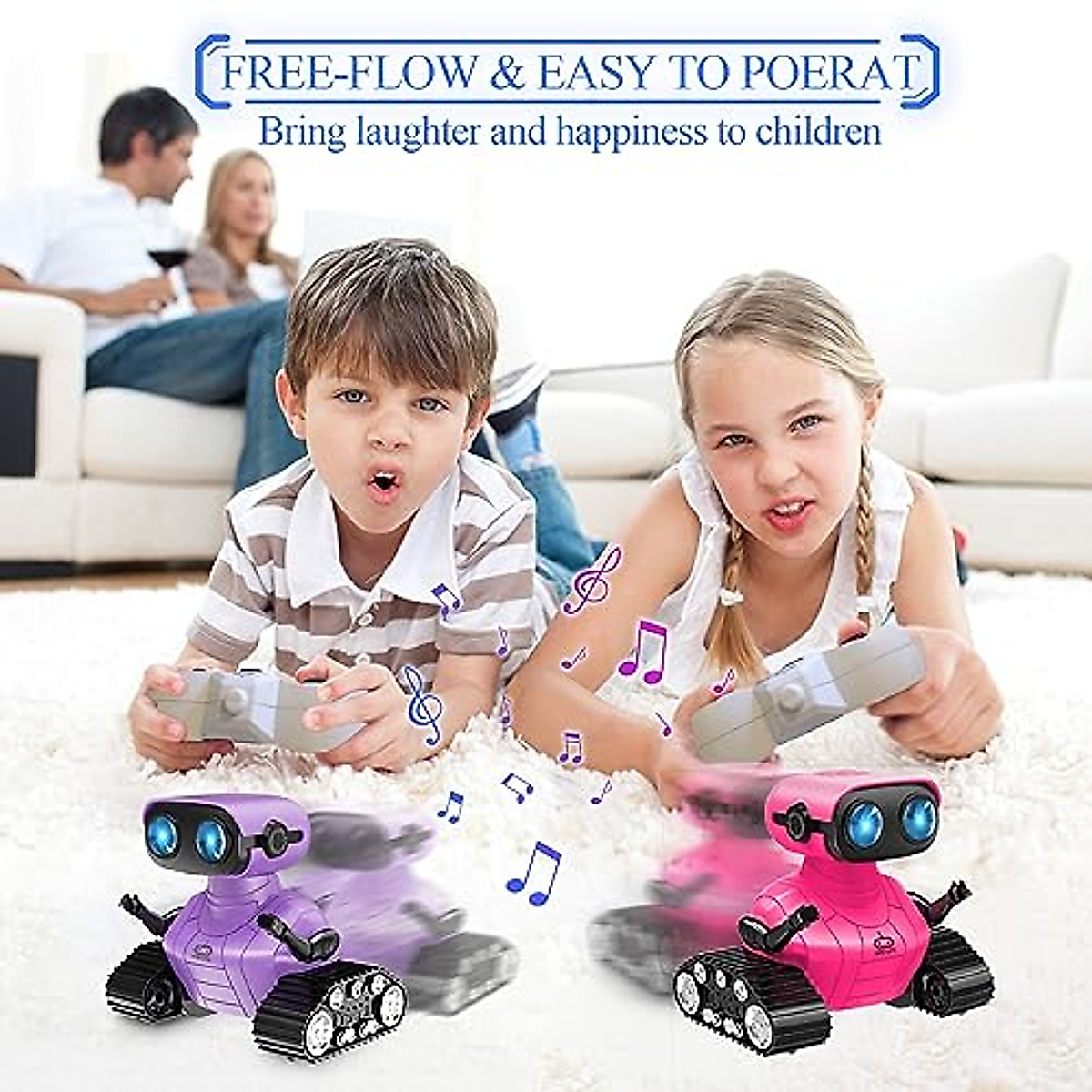 OMOZOMBB Robot for Kids Toy-Rechargeable Remote Control Robot Toys,Toy with Music and LED Eyes,Dance Moves,for Children Boys Girls Age 3 4 5 6 7 8 9 Birthday Gifts - Fluorescent Purple