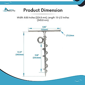 MARINE CITY 304 Grade Stainless Steel Long Grip Spiral Ground Anchor with an O-Ring for Boat Mooring on Beach – Camping Tent – Screw Dog Tie-Out Stake Backyard (Pack of 2)