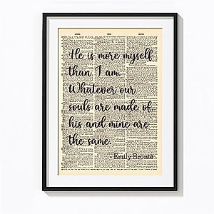 Wuthering Heights Quotes on Upcycled Vintage Dictionary Art Print Quotes and Sayings Print - UNFRAMED 9 X 12 inches Gift For Wuthering Heights Fans