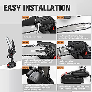 Mini Chainsaw Cordless with Battery 6-inch and 4-inch 24V 2-in-1 Mini Electric Chainsaw Set 22000rpm Speed, Portable Chainsaw, Electric for Secateurs,Pruning Shears,Wood Cutting