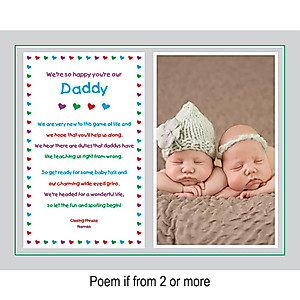 Daddy Gift from Newborn, New Dad Sweet Poem for His Birthday or Father's Day from Son, Daughter or Twins, 8x10 Inch Print Personalized with Name and Photo