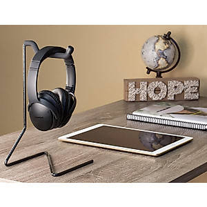 String Swing Headphone Stand - Headset Holder for Mpow Beats Bose JVC and Sony - Hangs Any Sized Over Ear Headphones - Universal Mount for Any Desk - Black CC59