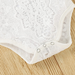 Tikoubabe Baby Girl Clothes Toddler Outfit Infant White Lace Romper Long Sleeve + Jeans Pants Clothing Set 3-6 Months 70cm