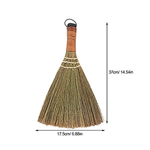 HOLIDYOYO Vietnamese Soft Bristle Broom, Asian Straw Broom Natural Whisk Sweeping Broom Mini Broom Brush Short Handle Broom for Kids Cleaning Home Decoration