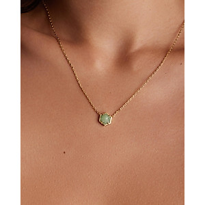 PAVOI 14K White Gold Plated Green Fluorite Gemstone Pendant Necklace | Gemstone Dainty Chain Necklaces for Women