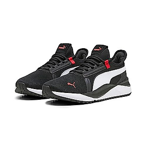 PUMA Mens Pacer Future Sneaker, PUMA Mens Black-PUMA Mens White-For All Time Red, 10