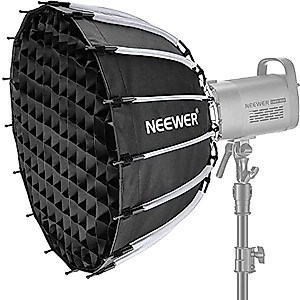 NEEWER 22inch/55cm Parabolic Softbox Quick Set up Quick Folding, with Diffusers/Honeycomb Grid/Bag, Compatible with Aputure 120d Light Dome Godox sl60w NEEWER RGB CB60 and Other Bowens Mount Lights