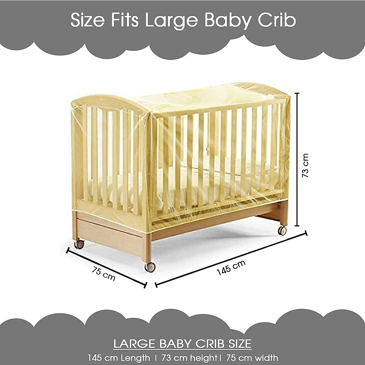 AmazingHind Mosquito Insect Net for Crib, Cot Bed with Zipper - Crib Climbing Prevention & Pet Barrier - Color: Peach (Crib Net)