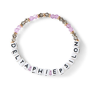Sorority Shop Delta Phi Epsilon Bracelet — Glass Bead Bracelet with DPE Name Beads and 18K Gold Accent Beads, Greek Sorority Jewelry for Big Little Sorority Gifts