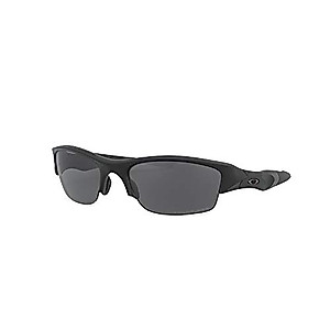 Oakley Men's OO9008 Flak Jacket Rectangular Sunglasses, Matte Black/Grey Polarized, 63 mm