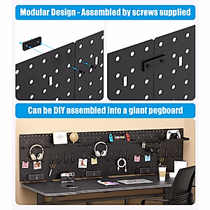 CCCEI Desk Organizer and Storage Pegboard with Charging Station, Gaming Standing Office Supplies Shelf Accessorie, Black Desktop Clamp Peg Board Privacy Organization Panel. Gifts for Men, 6FT.