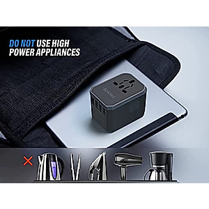 EPICKA Universal Travel Adapter One International Wall Charger AC Plug Adaptor with 5.6A Smart Power and 3.0A USB Type-C for USA EU UK AUS (TA-105, Grey)