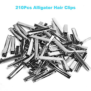 Alligator Hair Clips, 210 PCS Single Prong Metal Clips for Hair Bows and Crafts - Silver Flat Gator Clips in Bulk DIY Supplies for Accessory Making (1.8 Inch & 2.2 Inch) Aisuly