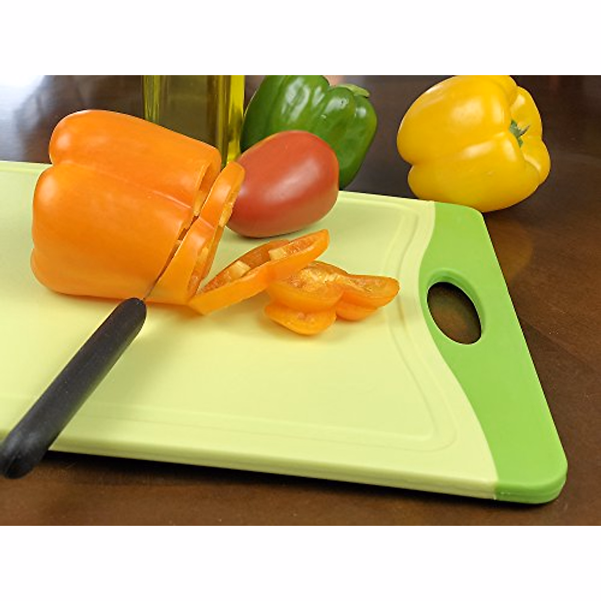 Raj Plastic Cutting Board Reversible Cutting board, Dishwasher Safe, Chopping Boards, Juice Groove, Large Handle, Non-Slip, BPA Free (Extra Large (17.4" x 11.81"), Lime Green)