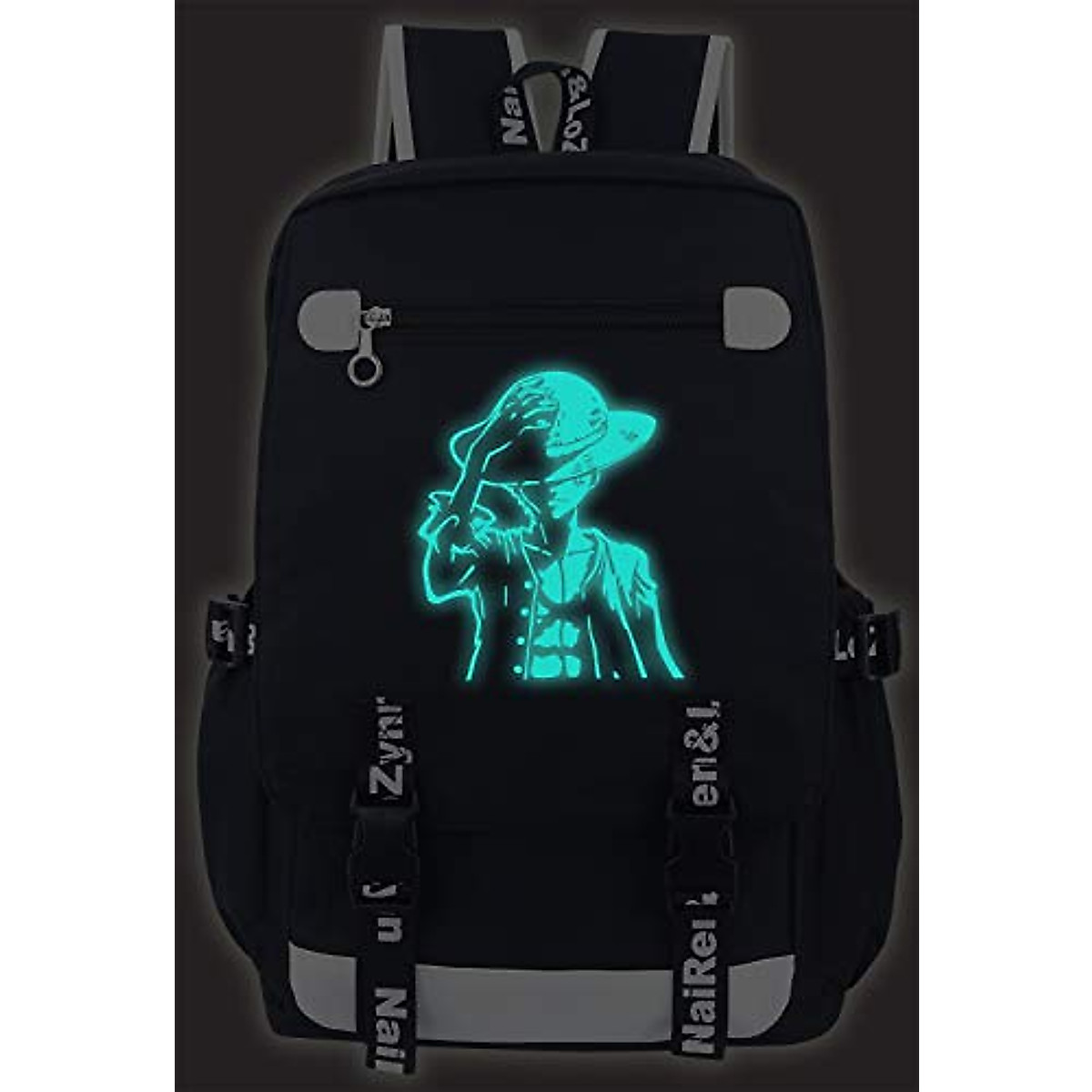 Roffatide Anime One Piece Luminous Backpack Oxford Black Large Capacity School Bag Laptop Back Pack