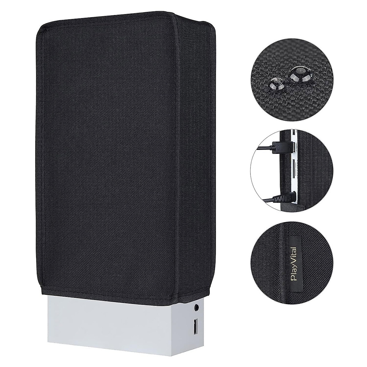 PlayVital Black Nylon Vertical Dust Cover for Xbox Series S Console, Soft Neat Lining Dust Guard, Anti Scratch Waterproof Cover Sleeve for Xbox Series S Console