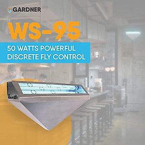 Gardner WS-95 Wall Sconce Fly Light Trap Lamp – Powerful Shatterproof UV Light - Hides Captured Flies, Mosquitoes, Other Insects – Kitchens, Restaurants, and Other Work Spaces (Stainless Steel)