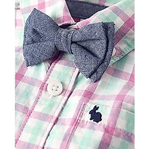 Gymboree,Long Sleeve Bodysuit and Chino Shorts Set,Tea Plaid/White,9-12 Months