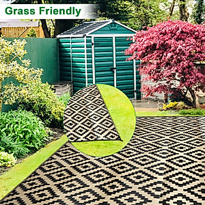 TwoPone Reversible Patio Rug,Outdoor Rug 6'X 9'for Patios Clearance,Plastic Straw Rug,Boho Outdoor Carpet Camping Mats Rv Rugs for Patio,Backyard,Deck,Picnic,Beach,Lawn,Balcony,Porch,Camper