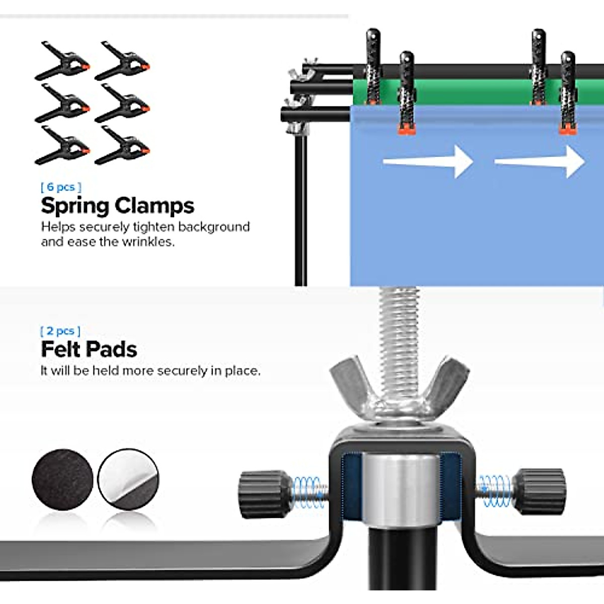 LimoStudio 10 x 9.6 feet Backdrop Stand with Triple Crossbar Background Support System, Easy Length Adjustment, Spring Clamps, Photography Video Event Occasion, AGG3159