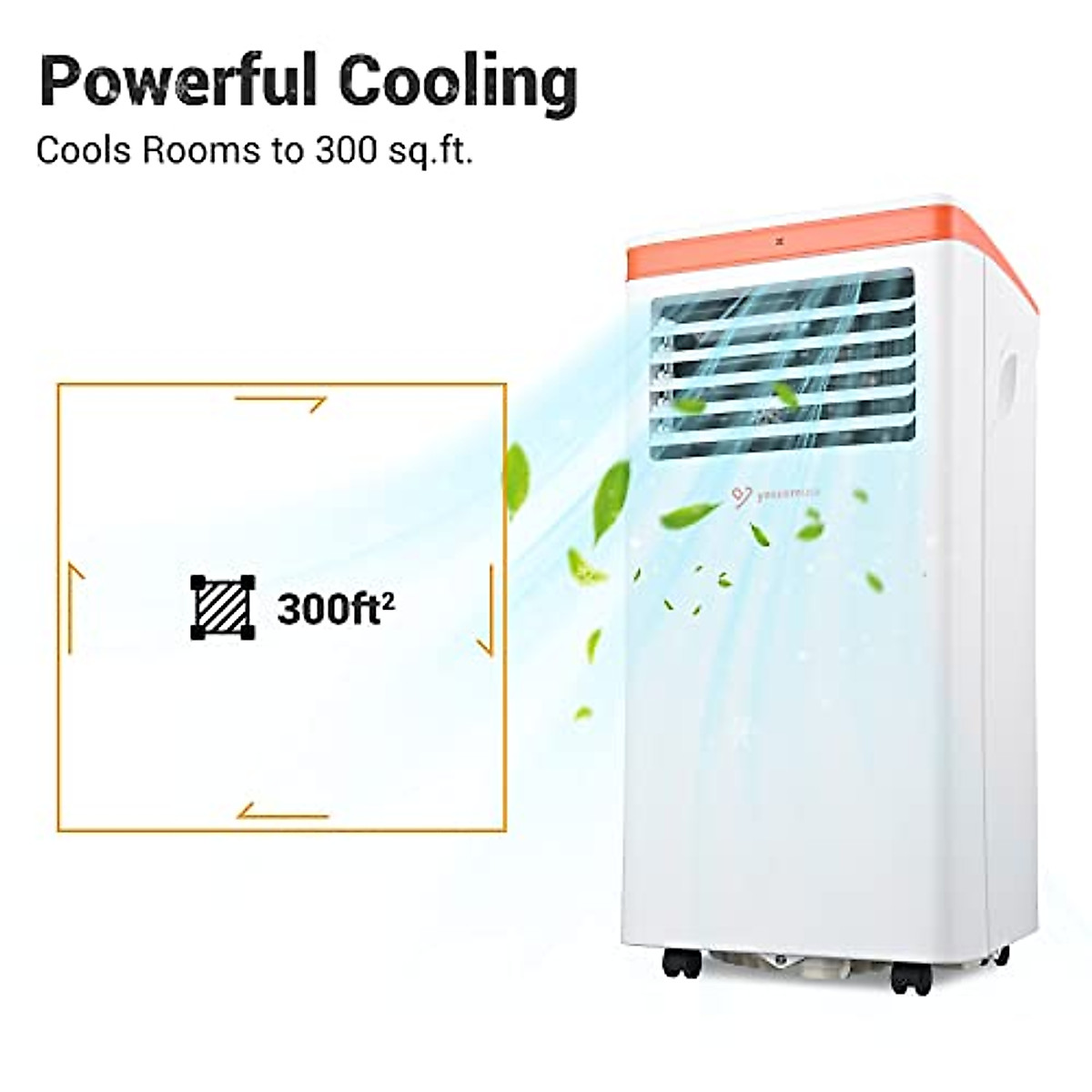 Yescom 10,000 BTU Portable Air Conditioner for Rooms up to 300 Sq. Ft Compact Home AC Unit with Built-in Dehumidifier & Fan & Sleep Modes Remote Control Dust Cover Window Mount Kit for Home/Office