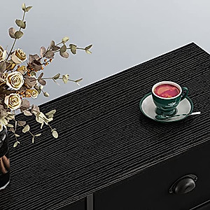 Furnulem 8 Drawer Dresser Wide 40'' Long, Storage Chest of Drawer for 50'' TV Stand, Closet, Bedroom, Nursery, Fabric Bins, Wooden Top Living Room Rustic Furniture (Black)