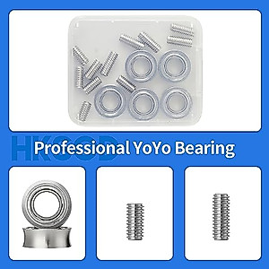 Unresponsive YoYo Bearing, Yo-Yo 6 Pcs Unresponse Yoyo Bearing with Dust Cover,12 Stainless Steel Axle Screws Yoyo Ball R188kk Bearing Yoyo Yo Yos for Kids Bearing