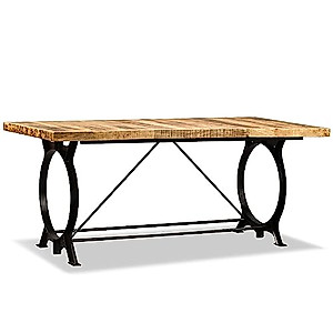 Tidyard Dining Table Mango Wood Tabletop Dinner Table Steel Legs for Kitchen, Bistro, Restaurant, Home Furniture 70.9 x 35.4 x 30 in