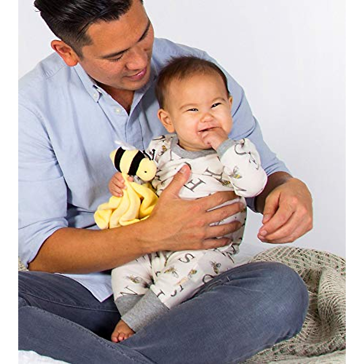 Burt's Bees Baby - Lovey Plush, Hold Me Bee Soother Security Blanket, Organic Cotton (Sunshine Yellow) , 12x12x3 Inch (Pack of 1)