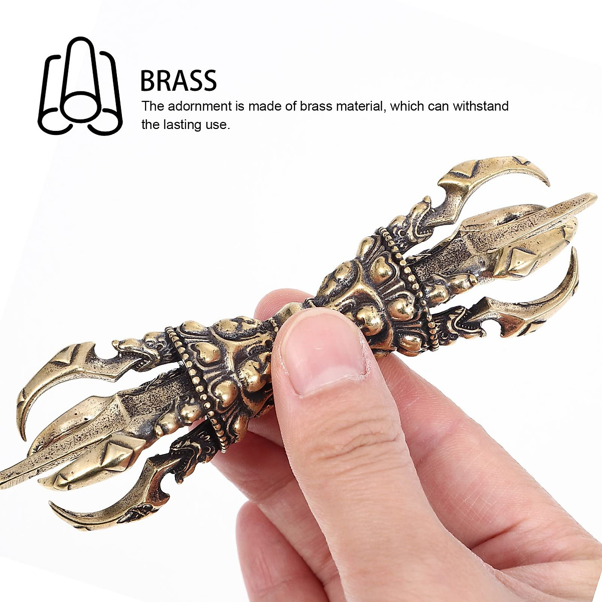 Garneck Silver Pendant 2pcs Utensil Ornament Antique Brass Beadwork Man Charm Amulet