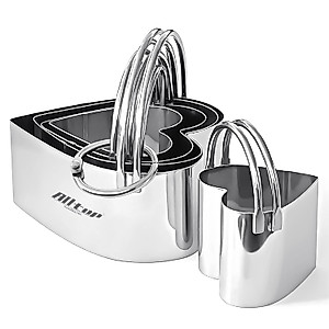 ALLTOP Biscuit Cutters with Handle, Stainless Steel Cookie Cutter, Professional Baking Essential Tools for Pastry, Scone, Donut - Heart Shaped
