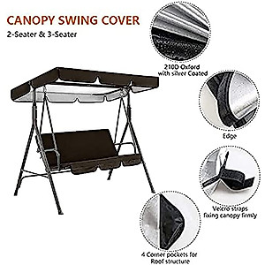 XYQSBY Patio Swing Canopy Waterproof Snow Top Cover Set, Swing Chair Glider Replacement Awning Canopy Cover/Seat Cover, All Weather Protection Outdoor Garden Covers 2/3-Seater (Red,98×72.8×7in)