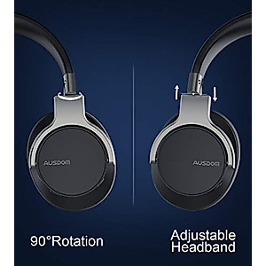 Active Noise Cancelling Bluetooth Headphones, Ausdom ANC8 Over Ear Wireless Headphones Wired Headsets with Microphone, 30H Playtime Comfortable for Travel Work TV PC Computer Cellphone Music – Black
