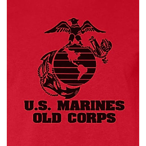 eMarinepx Old Corps Long Sleeve T-Shirt Red. Made in USA. Officially Licensed with The United States Marine Corps