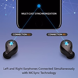 COWON CK11-Bluetooth Headphones Premium True Wireless in-Ear Earbuds, Single Mode 240H Playback, LED Power Display, IPX5 Waterproof, Power Bank Functionality, Wireless Charging, Touch Control, Black