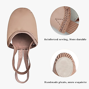 Stelle Leather Half Soles Dance Shoes Womens Lyrical Pirouette Turners Dance Shoes for Turning (Girls/Boys/Men/Adult) (Tan, 6/7)