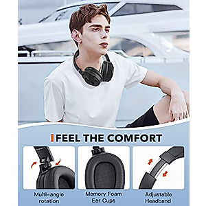 INFURTURE Q1 Active Noise Cancelling Headphones with Microphone，Wireless Over Ear Bluetooth Headphones, Deep Bass, Memory Foam Ear Cups, Quick Charge 40H Playtime, for TV, Travel