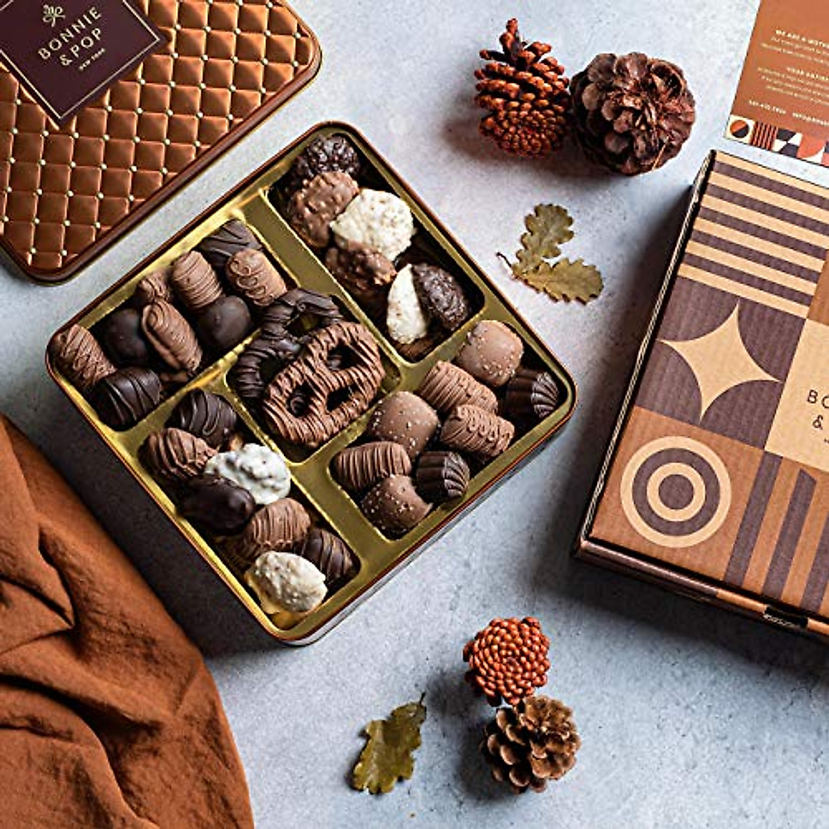 Chocolate Gift Basket, Candy Food Gifts Arrangement Platter, Gourmet Snack Box, Birthday Present Idea, Corporate Him & Her, Men Women Sympathy Family Parties & Get Well- Bonnie & Pop