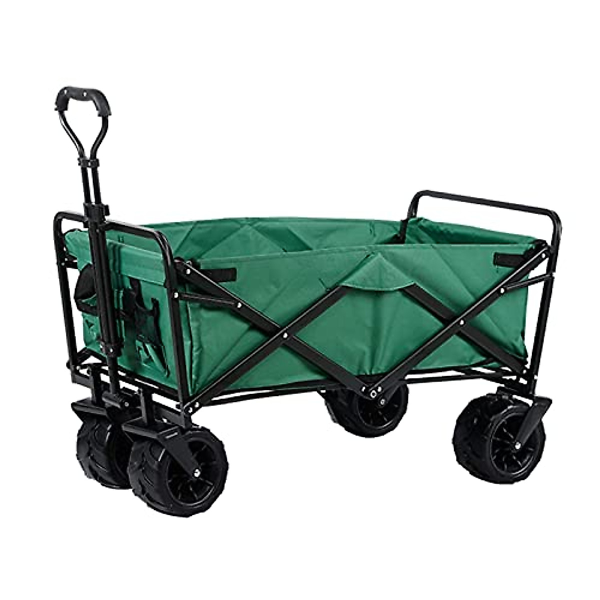 Suuim Collapsible Folding Wagon, Outdoor Folding Utility Wagon Wagon Collapsible with Wheels Heavy Duty Outdoor Cart for Camping Garden Beach with Cup Holde