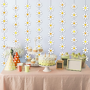 12 Packs Daisy Groovy Boho Party Banners Daisy Garland Kit Daisy Hanging Swirl Hippie Party Decorations White Daisy Paper Cutouts for One Birthday Baby Shower Party Home Classroom Favor Supplies Decor