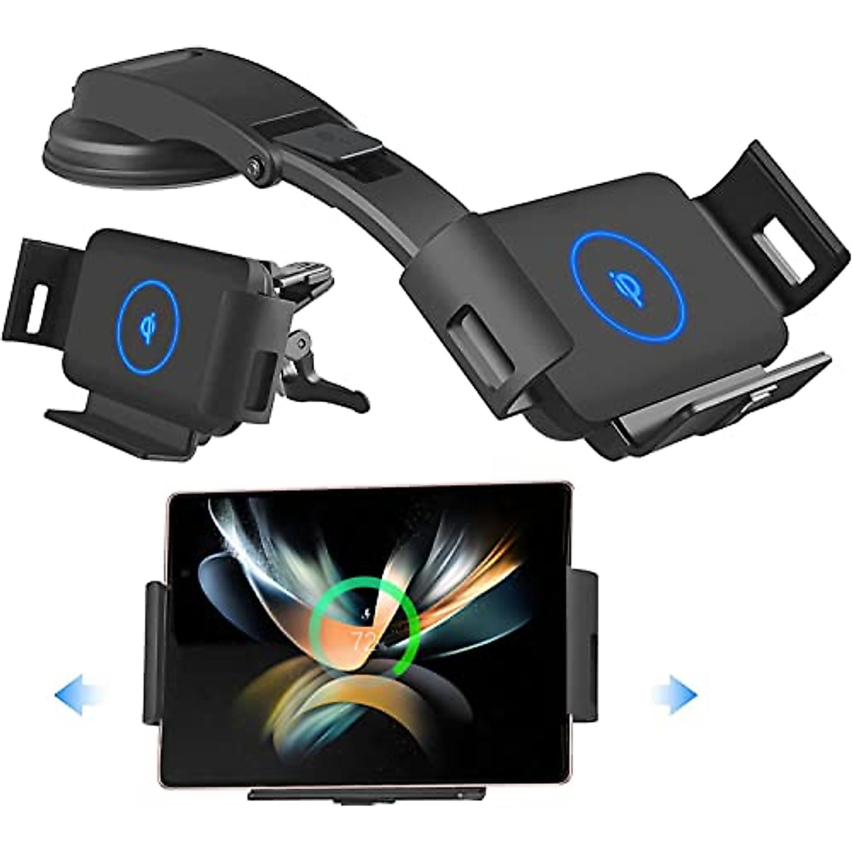 Lopnord Z Fold 4 Car Mount, Wireless Car Charger Mount Compatible with Samsung Galaxy Z Fold 4 3/S23 Ultra/22 Ultra, Wireless Charger for Air Vent/Dashboard Car Phone Holder for iPhone 14 13 Pro Max