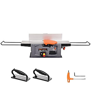 VEVOR Spiral Benchtop Jointer, 8-Inch, 2HP 10000 RPM Bench Top Wood Jointer, 18-Blade Spiral Cutterhead with Extendable Arm up to 6.5'' and 8x42.3'' Worktable 0-1/8'' Adjustable Depth, for Woodworking