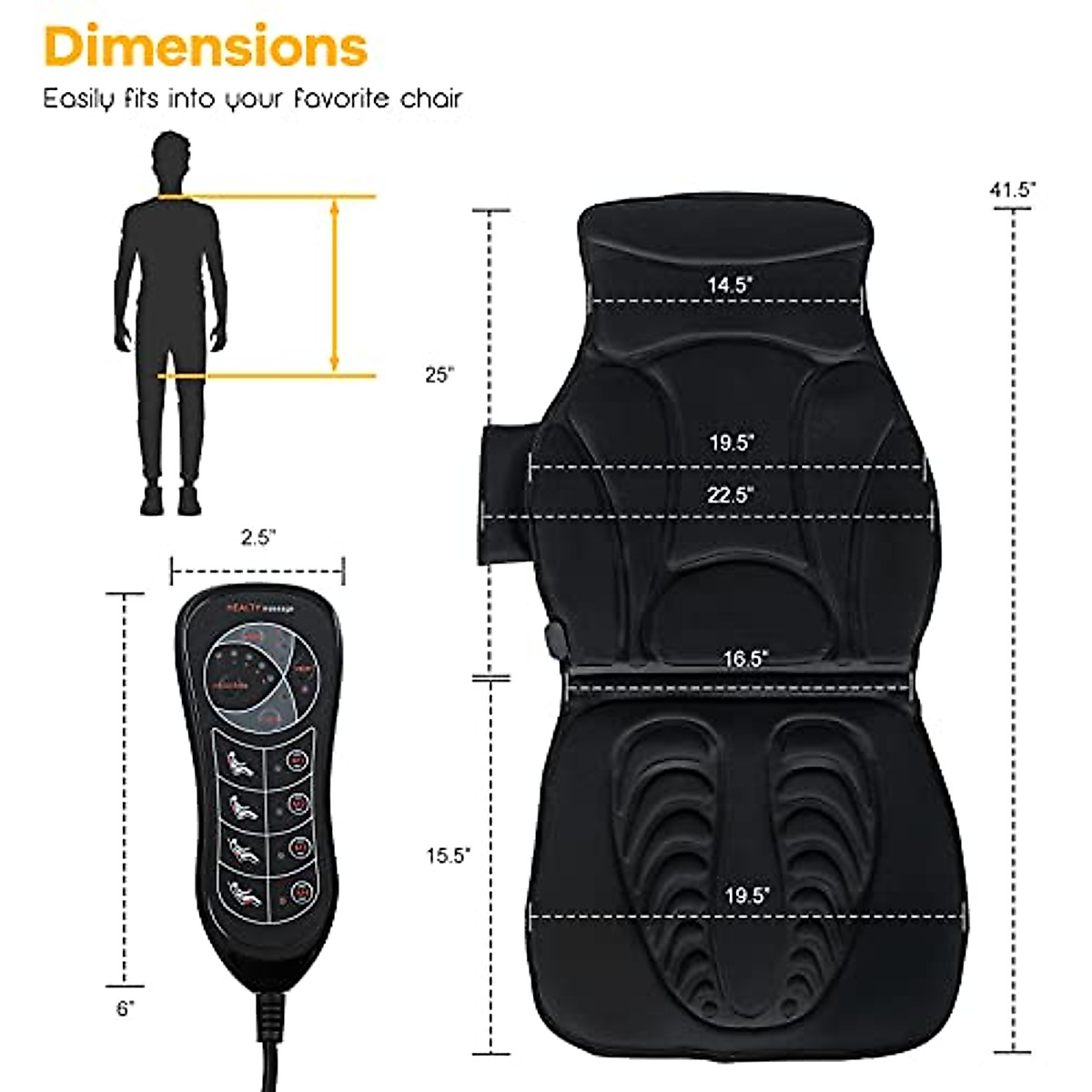 Giantex Back Massager for Back Pain, Chair Massage Pad Shiatsu Massage Seat with 10 Vibration Motors, Heat and 5 Nodes 3 Optional Speeds for Full Body Muscle Relax Kneading Massage Chair Pad
