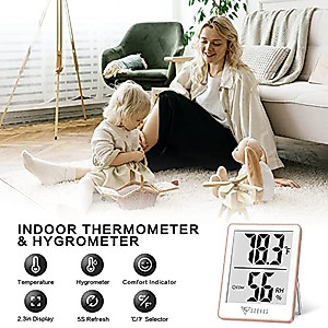 DOQAUS Digital Hygrometer Indoor Thermometer Humidity Gauge Room Thermometer with 5s Fast Refresh Accurate Temperature Humidity Monitor for Home, Bedroom, Baby Room, Office, Greenhouse, Cellar, Pink