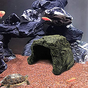 Tfwadmx Reptile Rock Hide Cave, Small Aquarium Habitat Decor Rock Tortoise Hideout for Lizards, Turtles, Reptiles, Amphibians, Fish